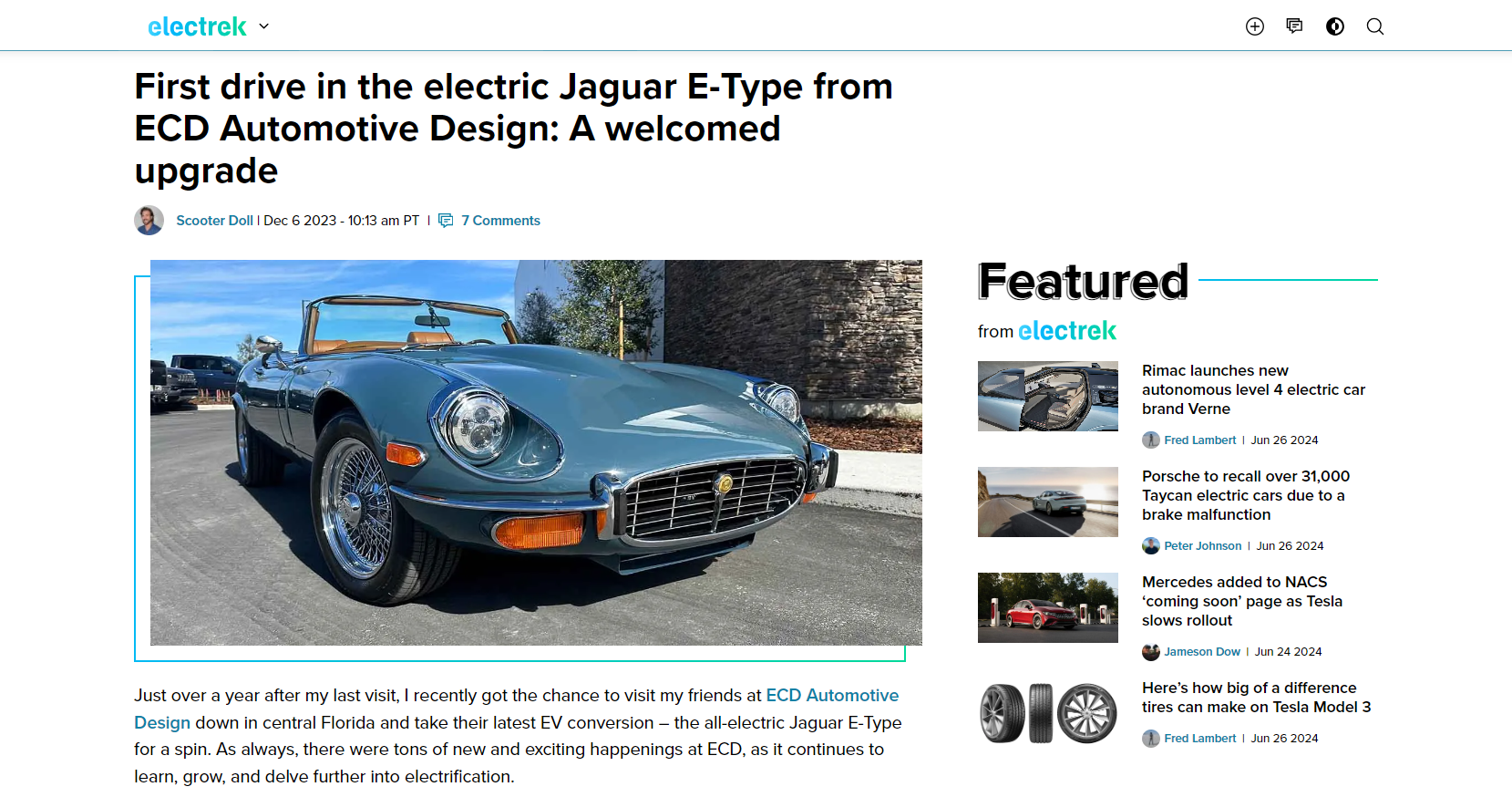 Elektrek drives the Atom Drive-equipped E.C.D. Auto Design E-Type ...
